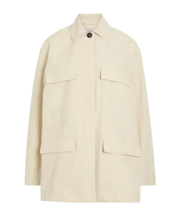 TOTEME Cotton-blend Poplin Drawstring Jacket - Nude