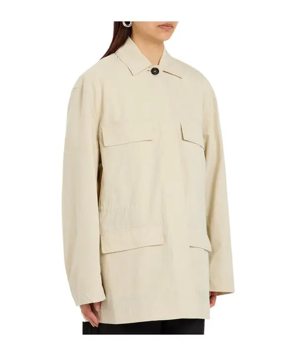 TOTEME Cotton-blend Poplin Drawstring Jacket - Nude