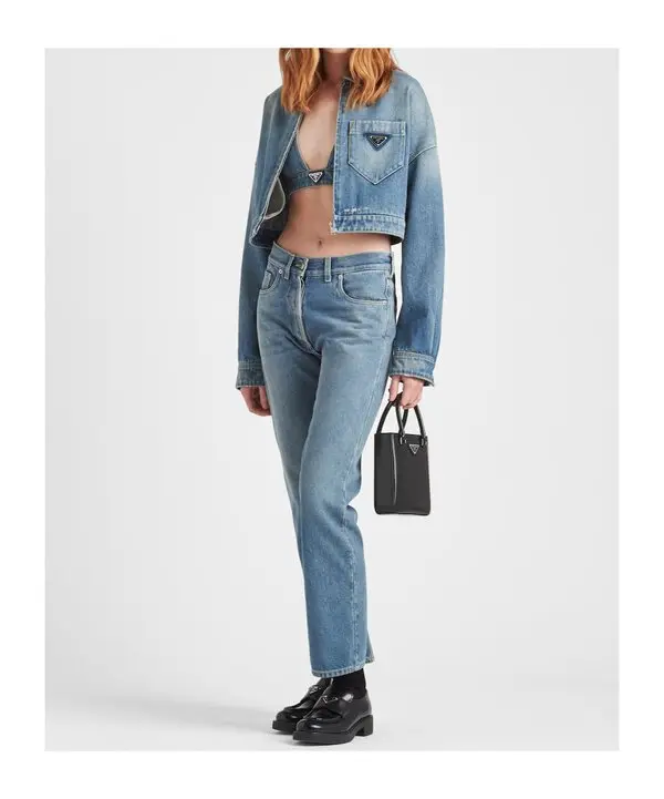 Prada Logo Plaque Mid-rise Straight-leg Jeans