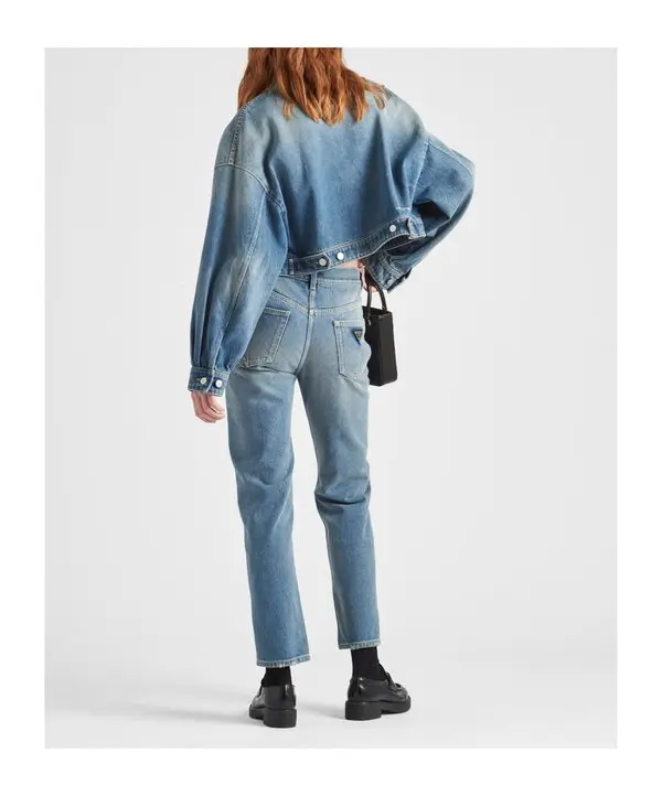 Prada Logo Plaque Mid-rise Straight-leg Jeans