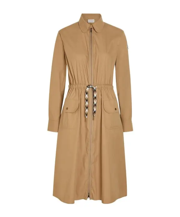 Moncler Drawstring Poplin Midi Shirt Dress