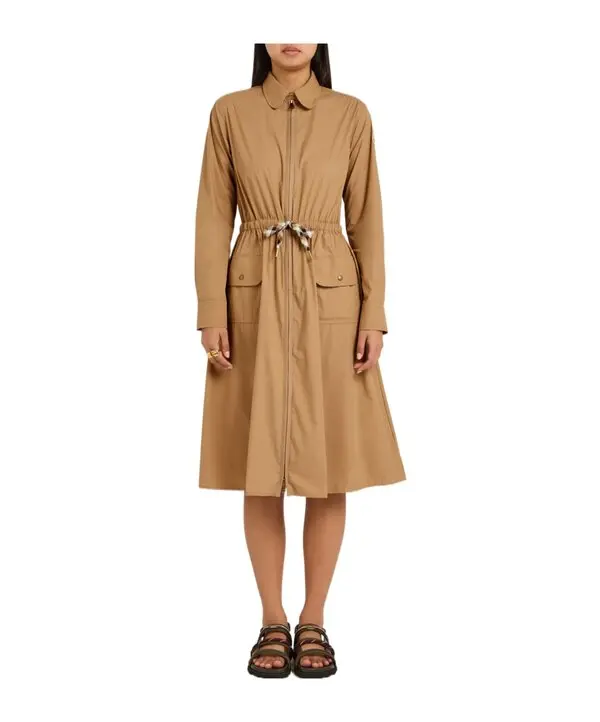 Moncler Drawstring Poplin Midi Shirt Dress