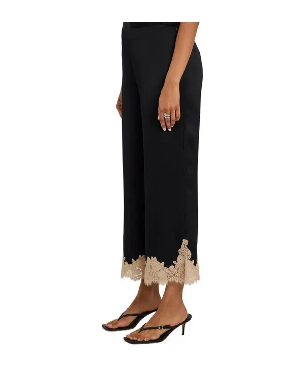 Rixo Lace-trim Wide-leg Satin Trousers