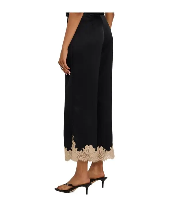 Rixo Lace-trim Wide-leg Satin Trousers