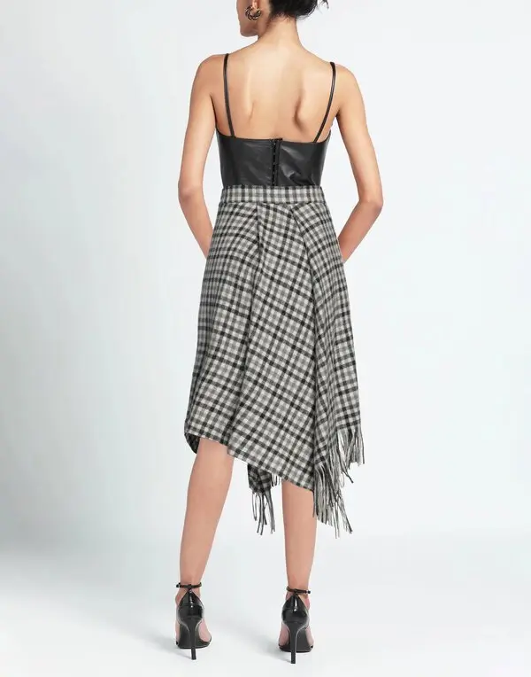 Brunello Cucinelli Checked Midi Skirt With Fringe Detail