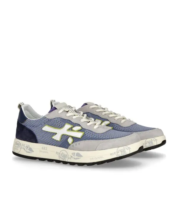 Premiata Nous" Low-top Sneakers With Tie Fastening And Logo Detailing - Gray