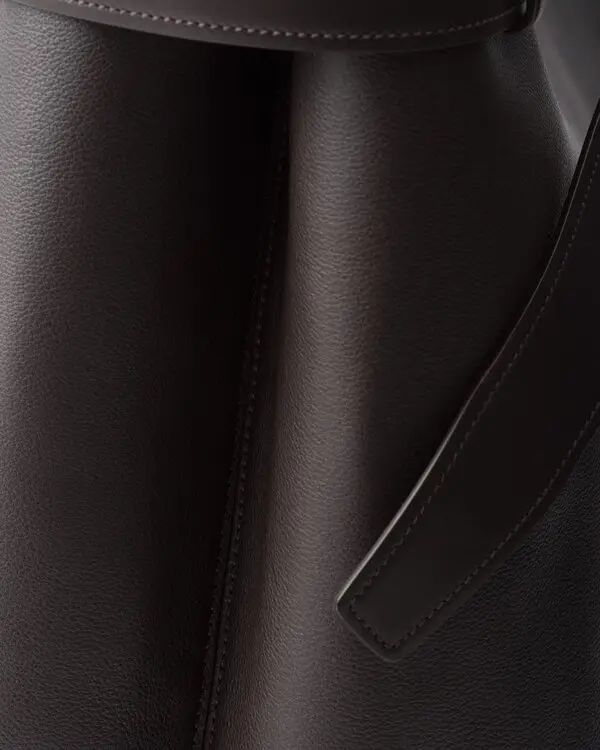 Prada Buckled Leather Tote Bag - Dark Brown