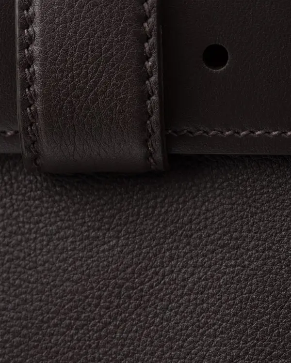 Prada Buckled Leather Tote Bag - Dark Brown