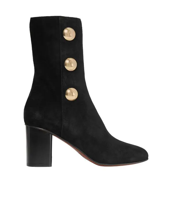 Chloé Plain Colour Ankle Boots - Black