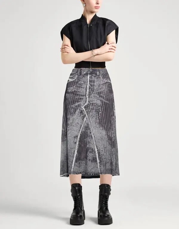 DIESEL® Two-tone Spliced Flared Skirt - Gray