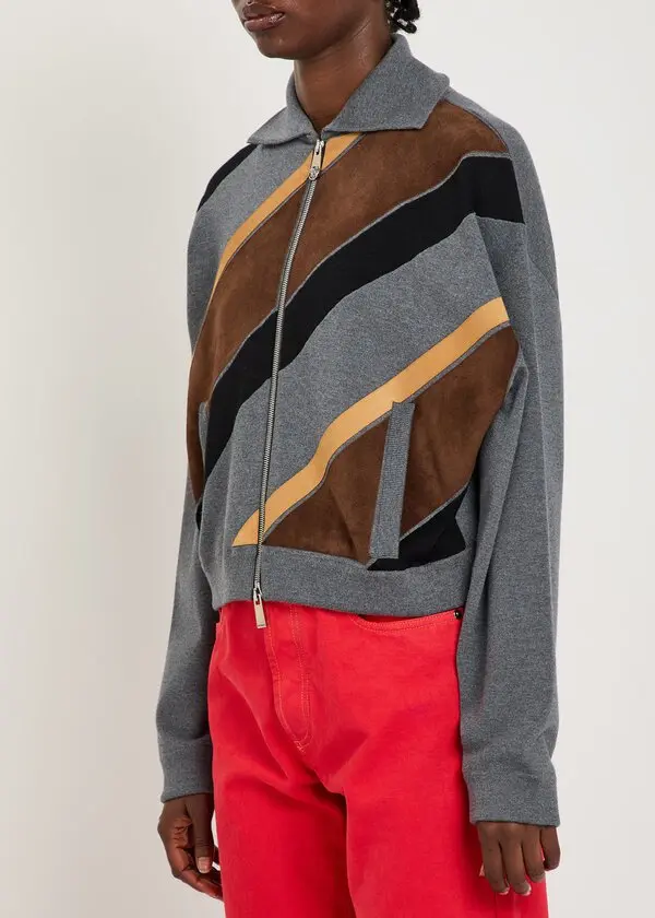 Versace Spliced Wool Jacket - Gray