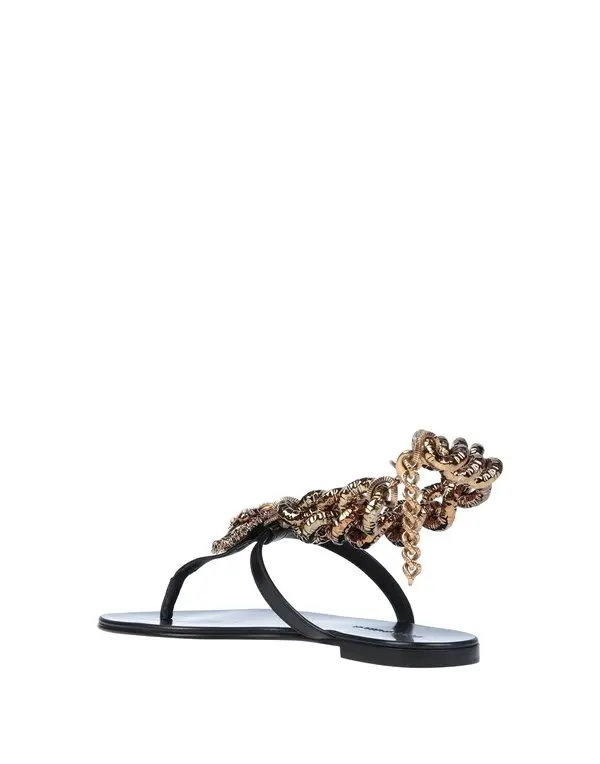 Dolce & Gabbana Two-tone Embellished Flip-flop Sandals