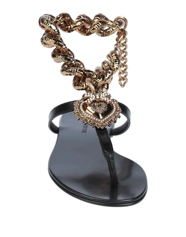 Dolce & Gabbana Two-tone Embellished Flip-flop Sandals
