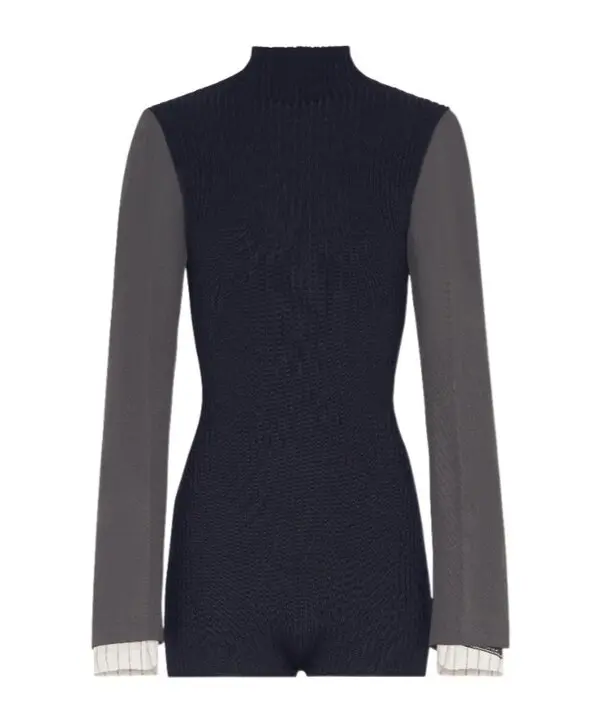 JEAN PAUL GAULTIER Ribbed Long-sleeve Bodysuit - Navy