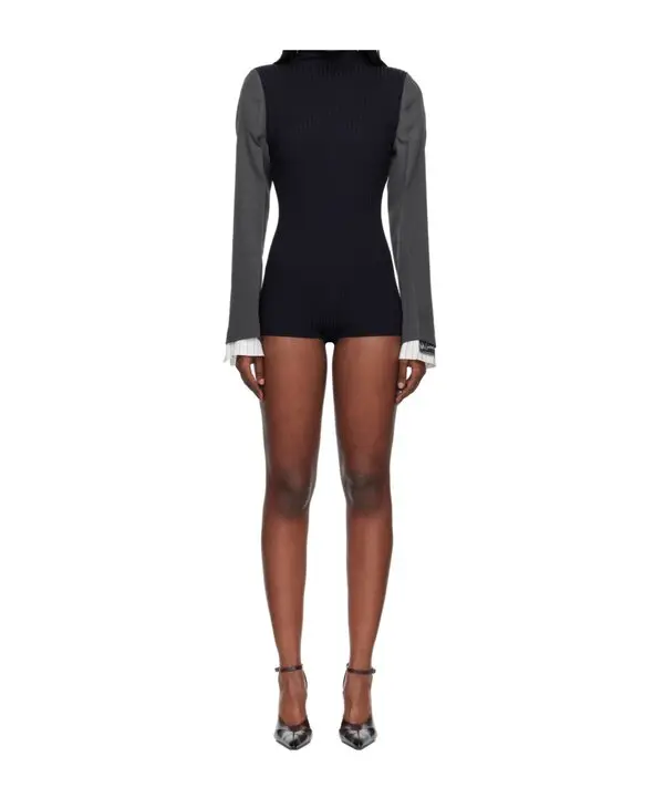 JEAN PAUL GAULTIER Ribbed Mock Neck Bodysuit