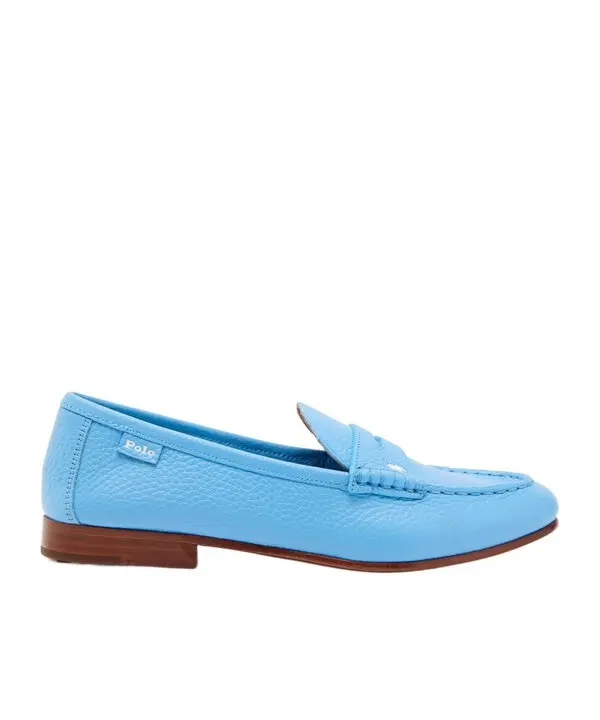 Polo Ralph Lauren Logo Pebbled Leather Loafers - Blue
