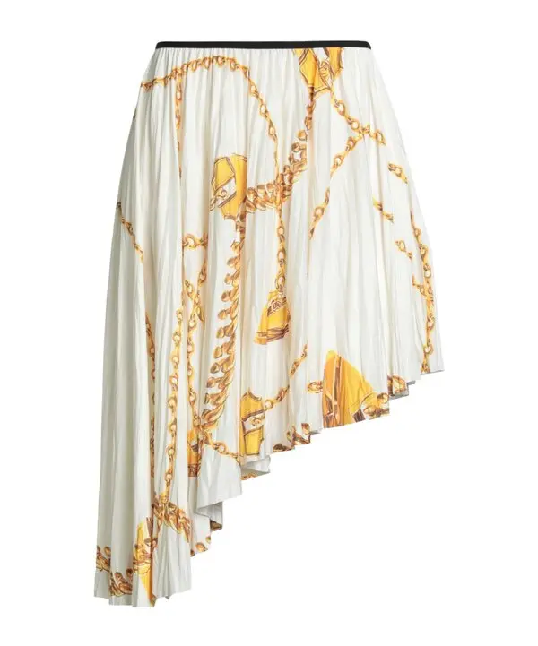 Burberry Pleated Asymmetrical Skirt With Chain Print