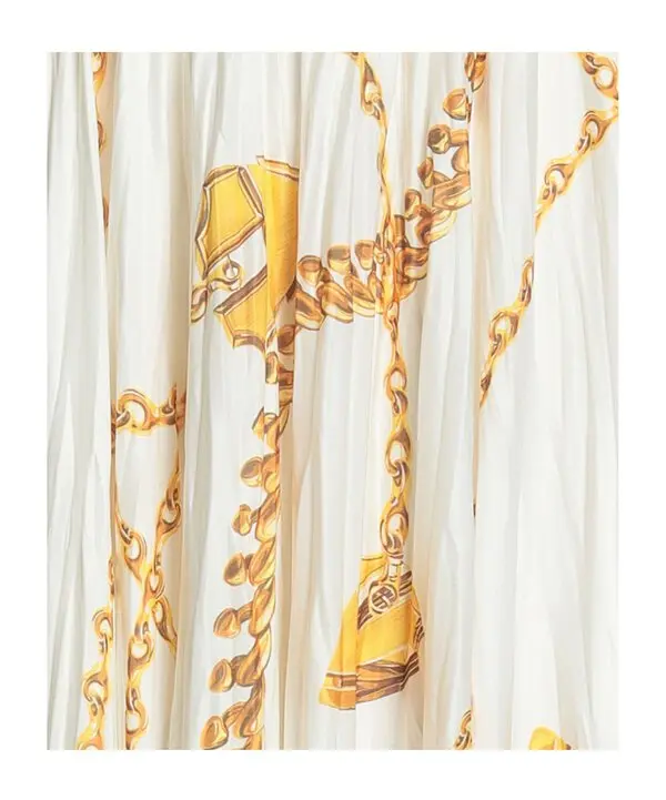 Burberry Pleated Asymmetrical Skirt With Chain Print