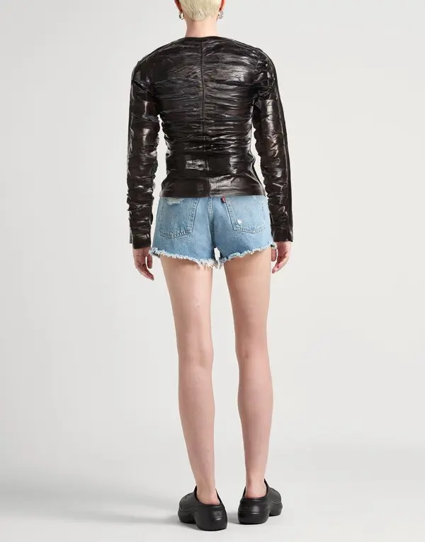 DIESEL® V-neck Zip-up Jersey Shirt With Coated Effect