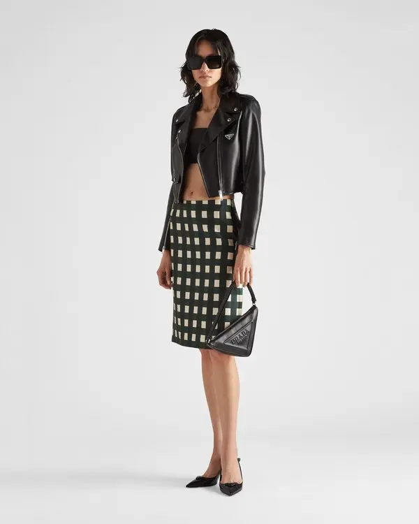 Prada Cropped Zipped Jacket With Classic Lapel And Enameled Triangle Logo