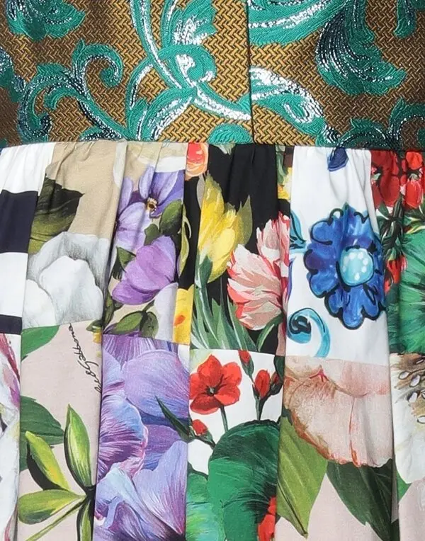 Dolce & Gabbana Floral Patchwork Pleated Maxi Skirt
