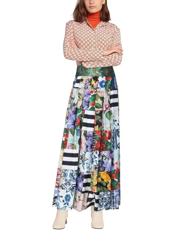 Dolce & Gabbana Floral Patchwork Pleated Maxi Skirt