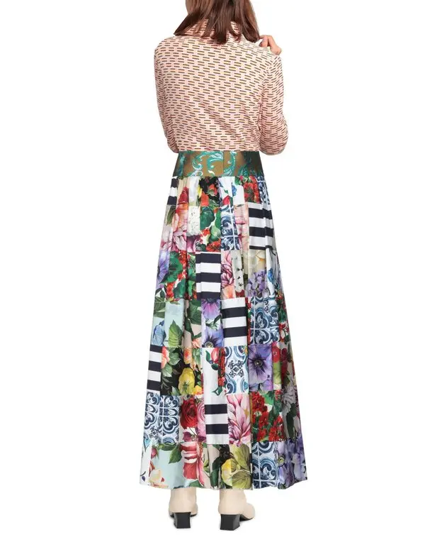 Dolce & Gabbana Floral Patchwork Pleated Maxi Skirt