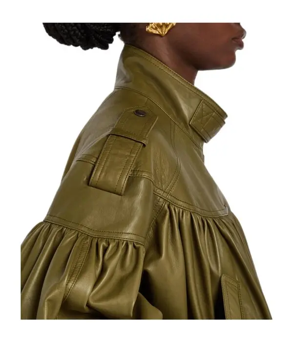 Chloé Cropped Leather Jacket - Green