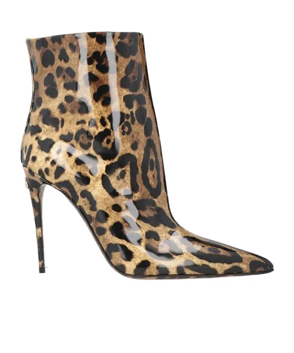 Dolce & Gabbana Leopard Print Leather Ankle Boots