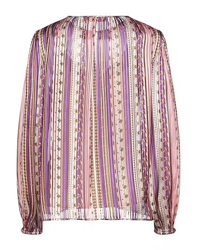 Tory Burch Printed Striped Long Sleeve Crew Neck Shirt