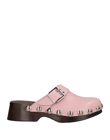 GANNI Studded Leather Clogs With Buckle Detail