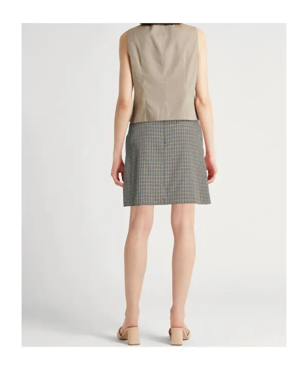 Tory Burch Plaid Stretch Woven Skirt With Built-in Briefs