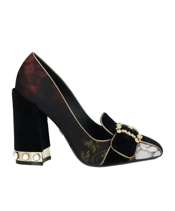 Dolce & Gabbana Floral Print Velvet Loafers