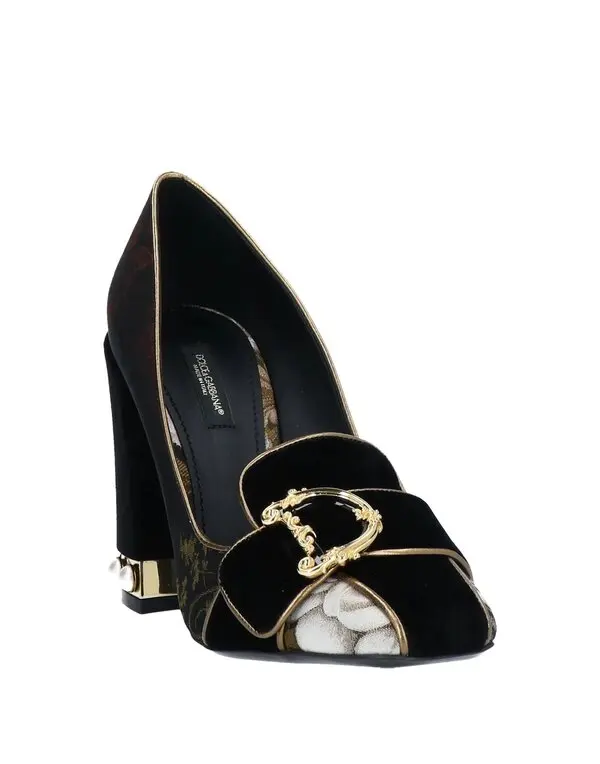 Dolce & Gabbana Floral Print Velvet Loafers