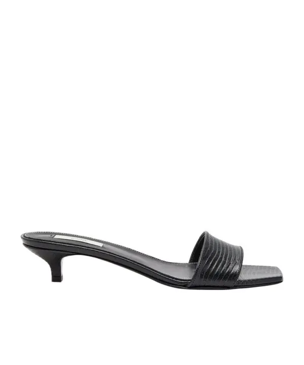 TOTEME Lizard-effect Leather Mules - Black