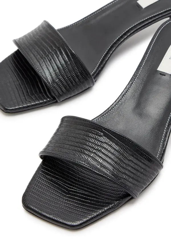 TOTEME Lizard-effect Leather Mules - Black