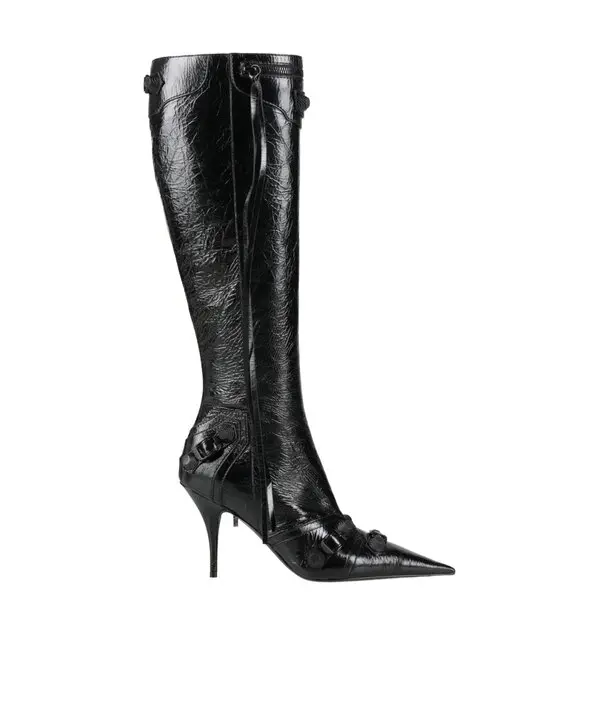 Balenciaga Minimalist Solid Color Pointed-toe Leather Boots