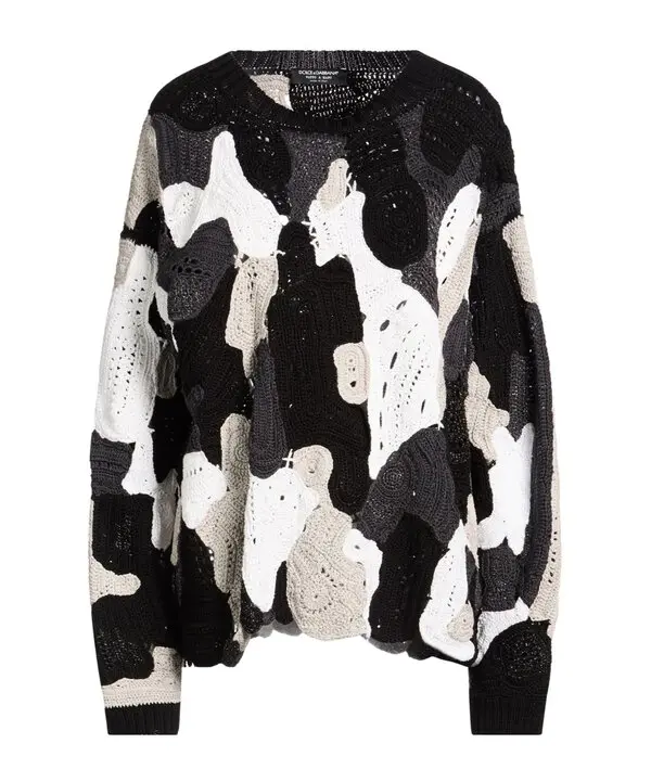 Dolce & Gabbana Multicolor Crochet Knit Sweater - Black