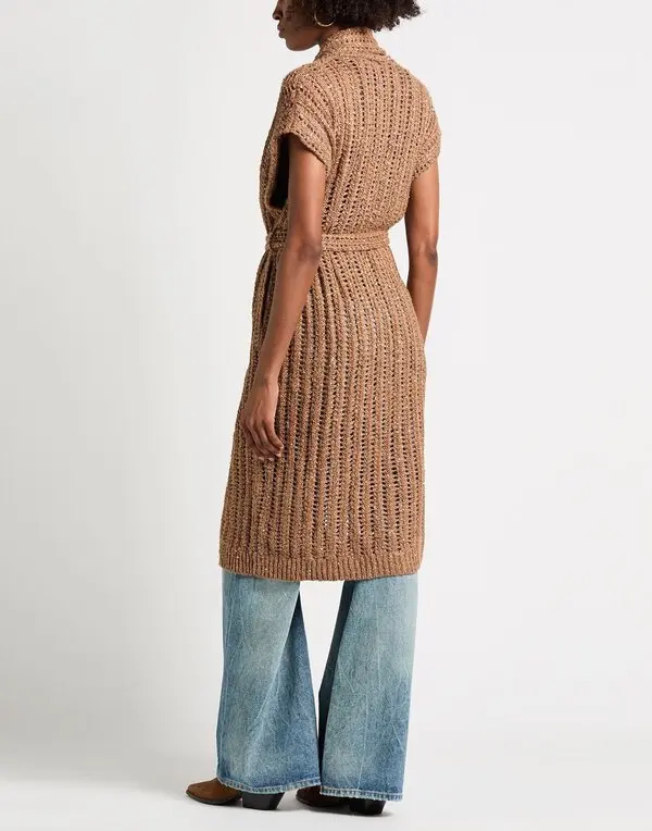 Brunello Cucinelli Solid Color Crochet Short-sleeve Dress