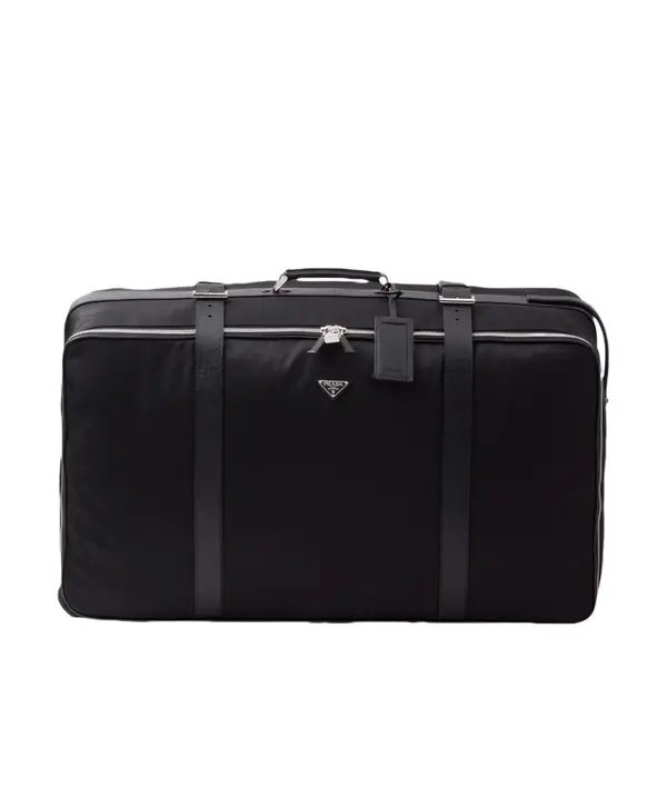 Prada Medium Re-nylon And Saffiano Leather Suitcase - Black