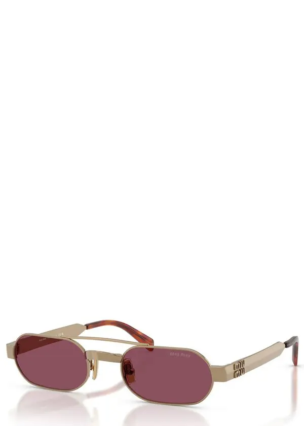 Miu Miu Metal Oval Sunglasses - Nude