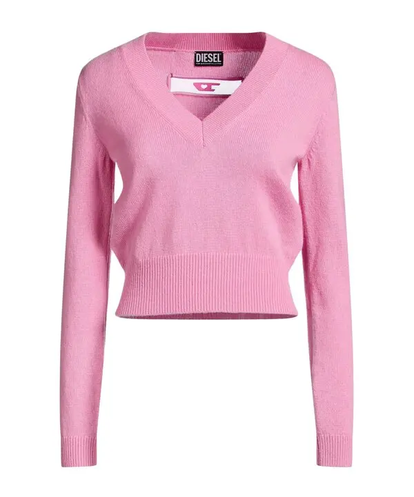 DIESEL® Solid Color Wool V-neck Long Sleeve