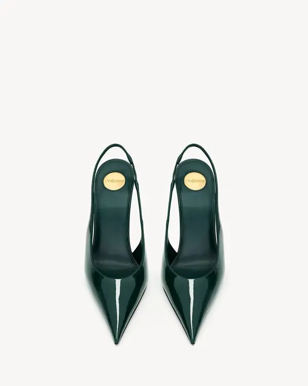 Saint Laurent Pointed Toe Slingback High Heel Sandals