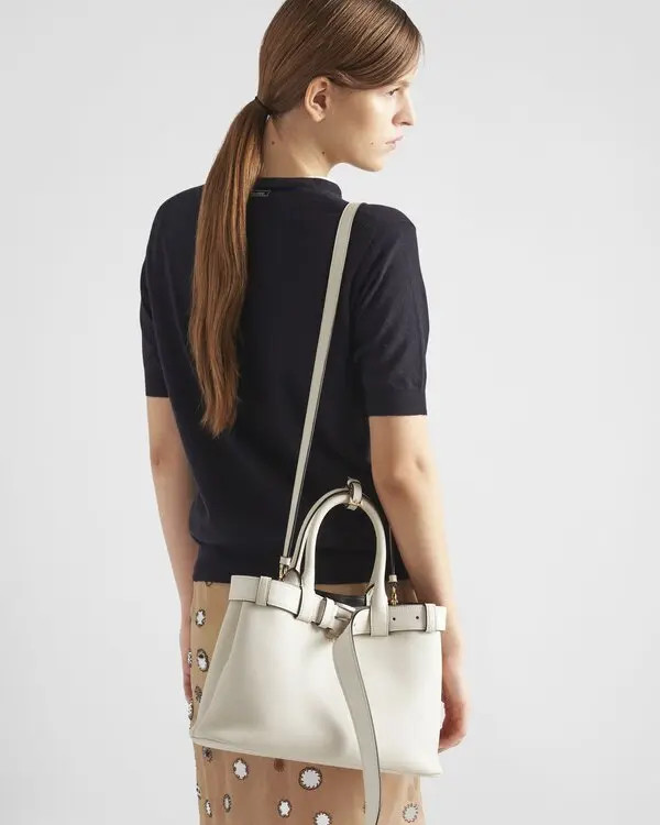 Prada Buckle Small Leather Handbag With Belt