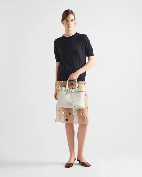 Prada Buckle Small Leather Handbag With Belt