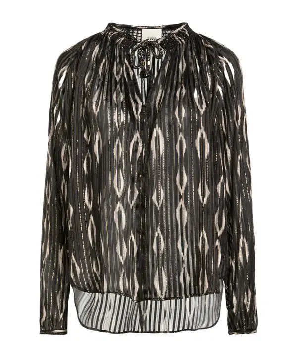 Isabel Marant Étoile Tie Neck Blouse With Pleated Detailing - Black