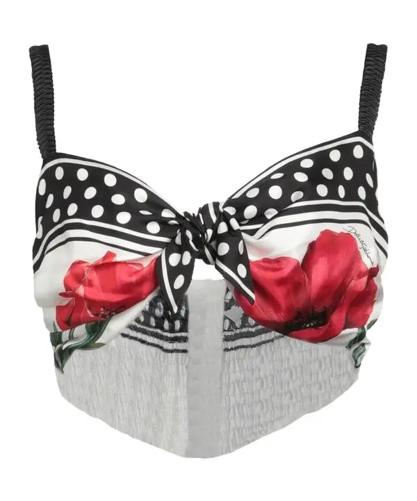 Dolce & Gabbana Sleeveless Floral Polka Dot Top