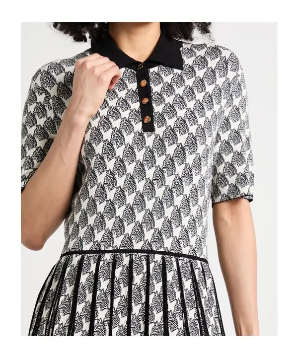 Tory Burch Jacquard Knit Pleated Dress