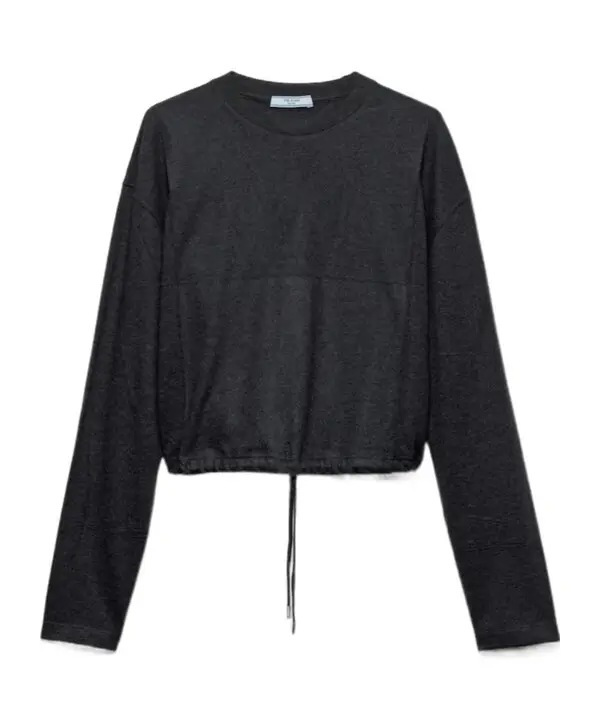 Prada Long-sleeved Wool And Cashmere T-shirt - Slate Ash