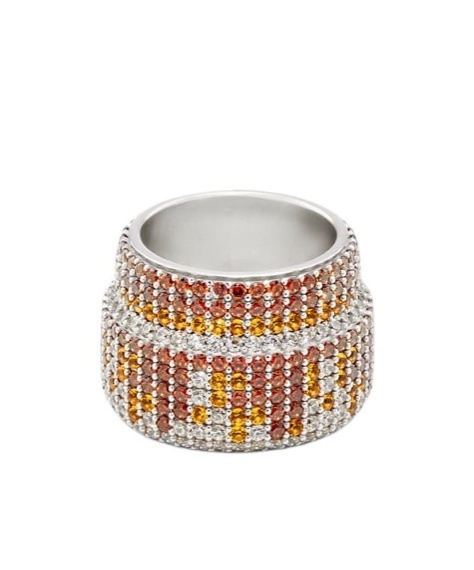 Loewe Large Pavé Ring In Sterling Silver And Crystals